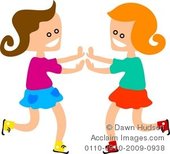 Children clipart two girls playing catch with bright ball jpg – Clipartix
